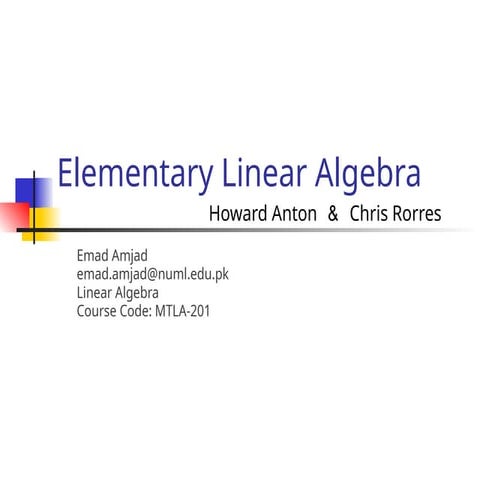 Lecture 4(chapter 1) - (1) linear algebra | PPT