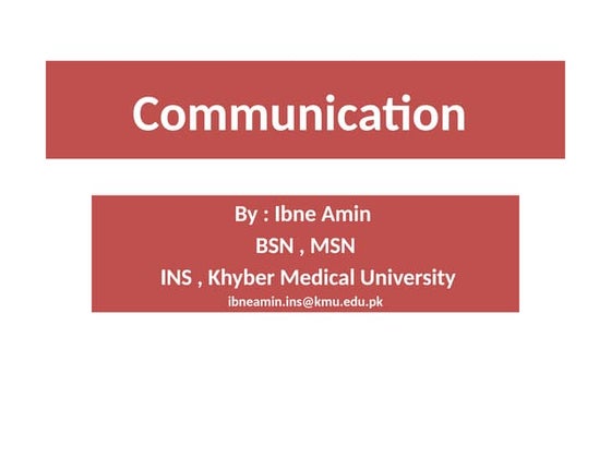 COMMUNICATION IN NURSING | PPTX