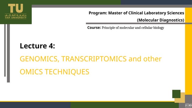 Lecture 4 Genomic And Transcriptomic 1 Pptx
