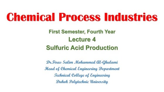 Lecture 17- Manufacturing of Sulfuric acid by Chamber process H2SO4.pdf | Indoor Environmental ...