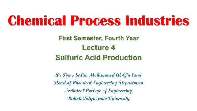 Lecture 18- Manufacturing of Sulfuric acid by Contact processH2SO4.pdf