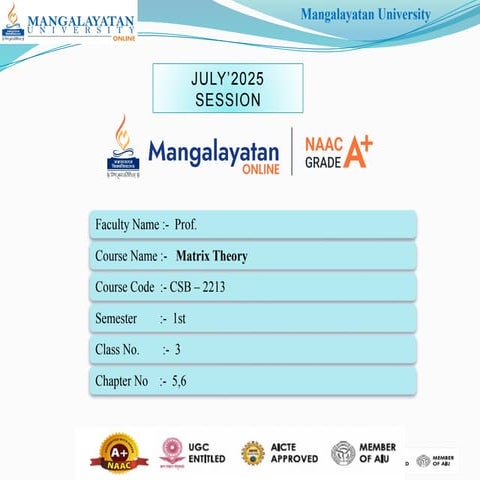 The transpose and its properties and Inverse of a Matrix | PPTX