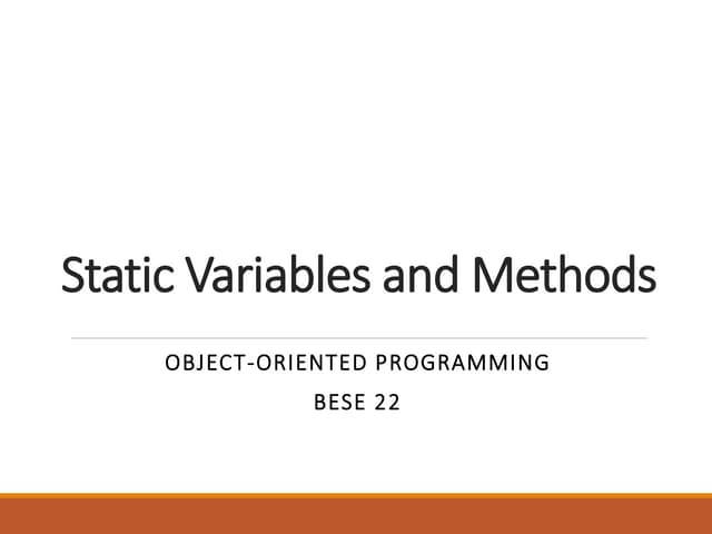 Lecture 4 Static Variables And Methods Pptx