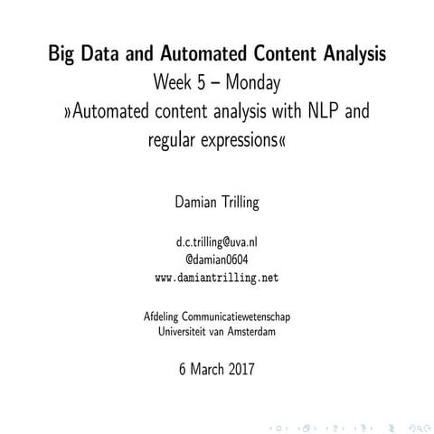 BDACA1617s2 - Lecture5 | PPT