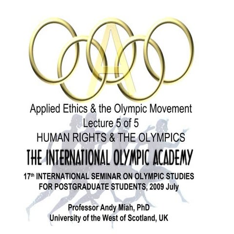 Human Rights and the Olympic Movement (Lecture 5 of 5) | PPT
