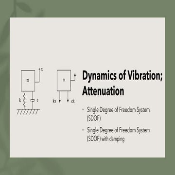 Lecture 5 Dynamics Of Vibration Attenuation Single Degree Of Freedom System Sdof Pdf