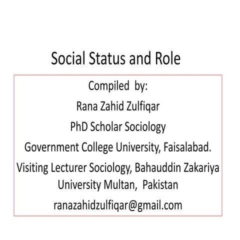 Lecture 5 social status and role | PPTX
