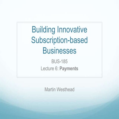 Payments - Lecture 6 | PPTX