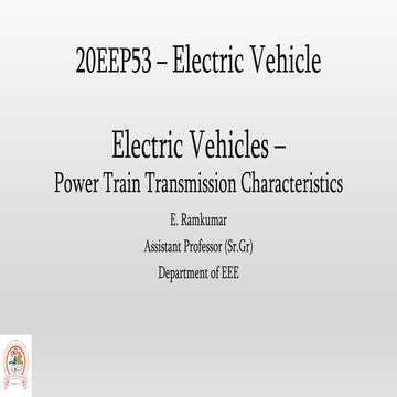 Electric Vehicle Power Transmission Characteristics | PDF