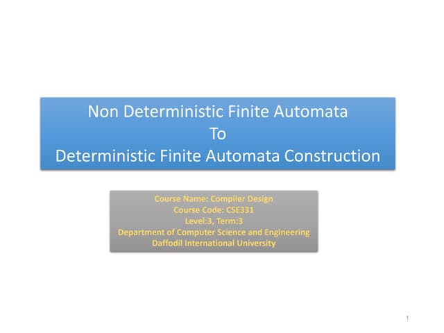 Lecture 61 Nfa To Dfa Toc And Compiler Design Ppt 9118