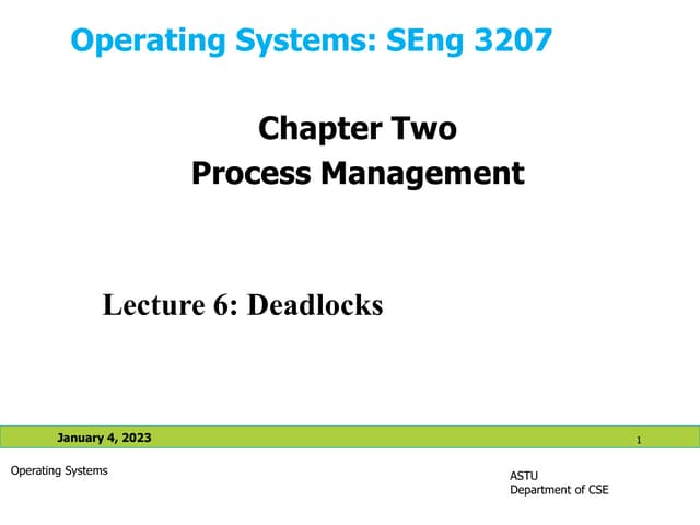 Lecture 6 Deadlocks 1 1pptx