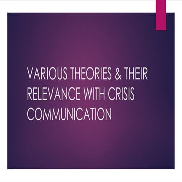 Lecture 6- VARIOUS THEORIES & THEIR RELEVANCE WITH CRISIS COMMUNICATION ...