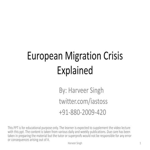 Lecture # 62 european migration crisis | PPTX