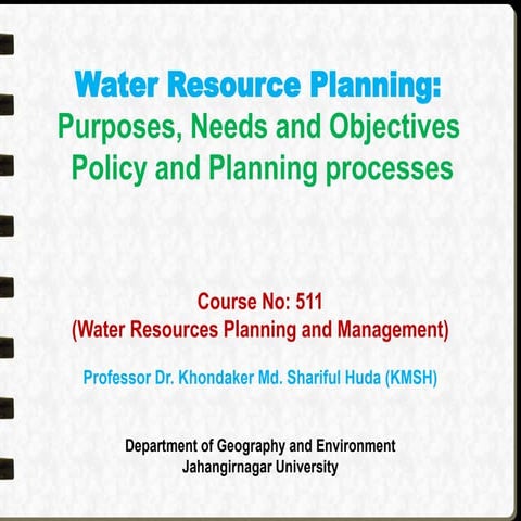 Planning of Water Resource Planning Projects | PPTX