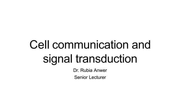 Lecture 6 Cell Comunication And Signal Transduction Pdf