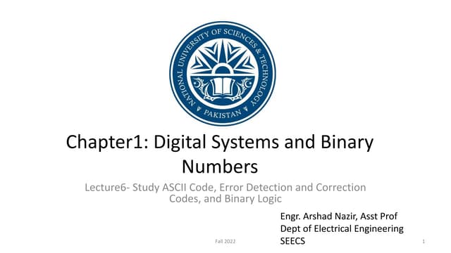 Lecture6 Chapter1- ASCII Code, Error Detection and Correction Codes ... Lecture6 Chapter1- ASCII Code, Error Detection and Correction Codes ...
