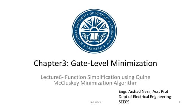 Lecture6 Chapter3 Function Simplification Using Quine Maccluskey Methodpdf 5558