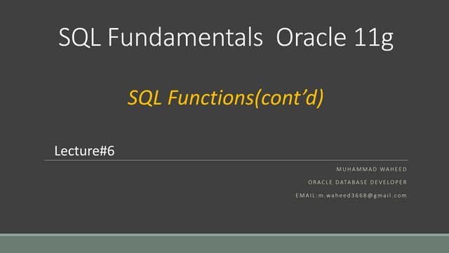 Sql Functions Oracle Sql Fundamentals Ppt 9257