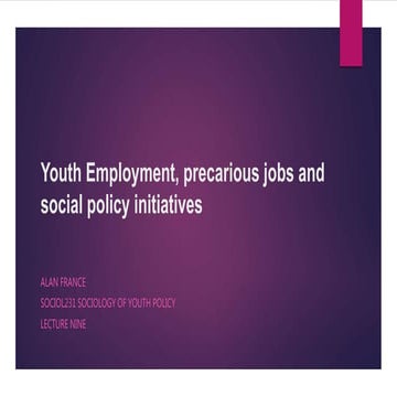 Youth Employment, precarious jobs and social policy initiatives | PPTX