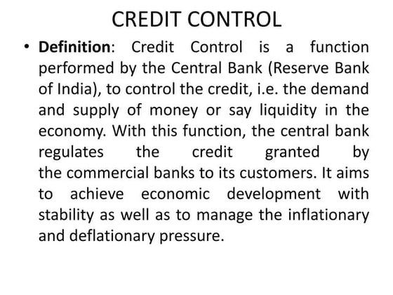 Credit control by RBI | PPTX | Business Banking & Finance | Business