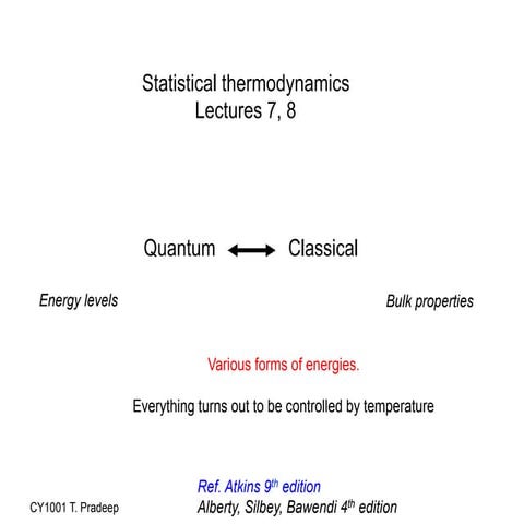 Lecture 7 8 statistical thermodynamics - introduction | PDF