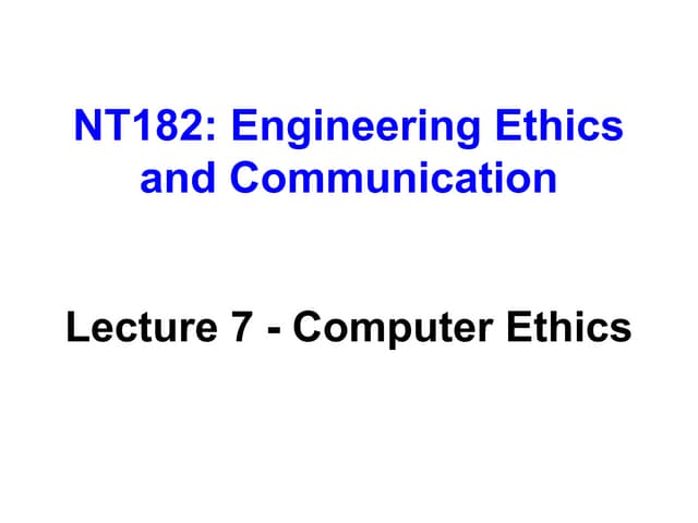 Computer ethics | PPTX