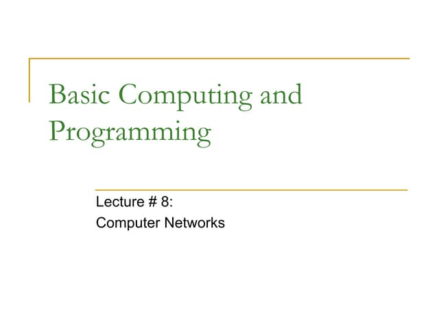 Lecture7 For Bcomputer Networks Part2ppt 3623