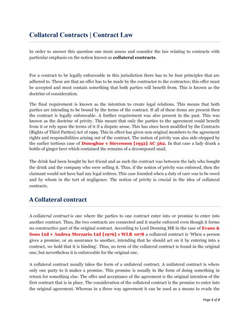 Lecture 1 introduction to the law of contract | DOCX