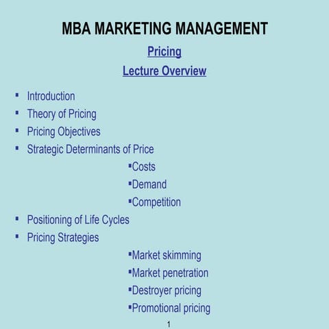 Lecture 8 mba_marketing_management_-_pricing | PPT