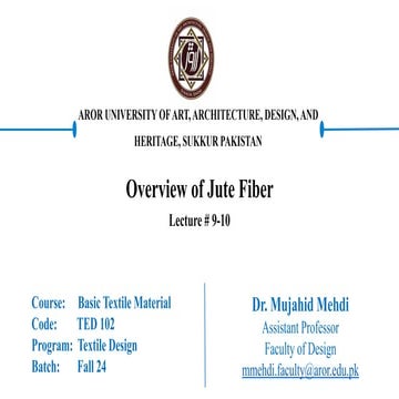 overview of jute fiber, properties and application | PDF