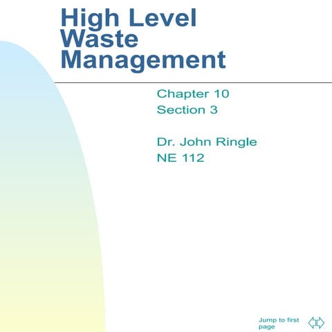 Lecture 9-High Level Waste Management | PPT