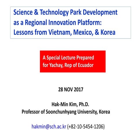 Lecture 9. Science & Technology Park Development as a Regional ...