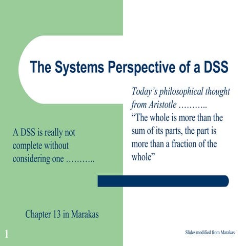 Lecture9 Systems The Systems Perspective Of A Dss | PPT