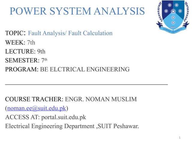 Symmetrical Fault Analysis | PPTX