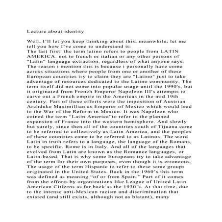 Lecture about identityWell, I’ll let you keep thinking about t.docx ...
