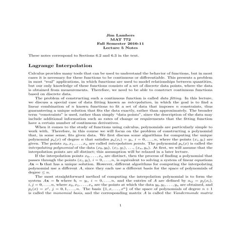 Lecture About Interpolation Pdf