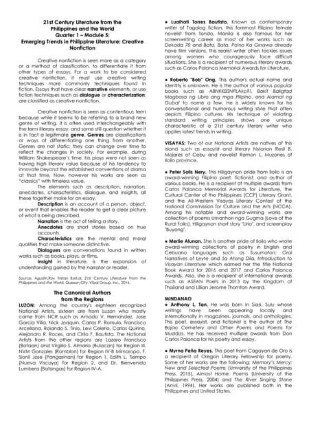 21st Century Literature From The Philippines_Week 5-Regional Literature ...