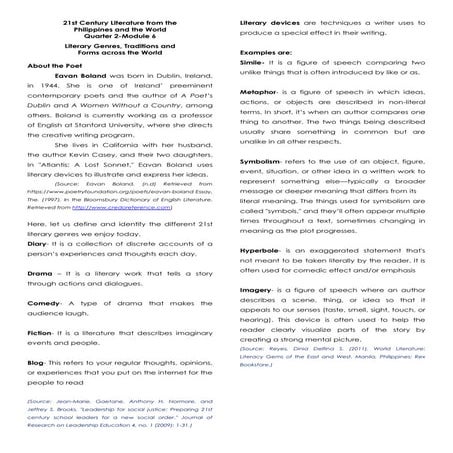 Module 6 Quarter 2- 21st Century Literature | PDF