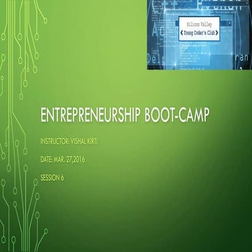 Entrepreneurship Boot-camp Session 6 | PPT