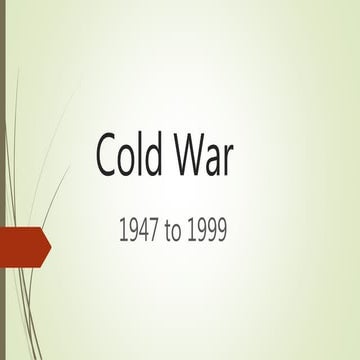 Lecture no. 13 & 14 cold and post cold war | PPT