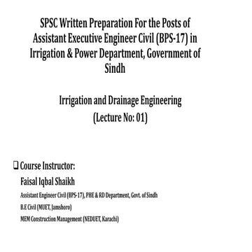 Lecture No 01 - Introduction and Canal Irrigation System.pdf