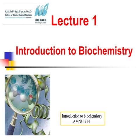 lecture no.1 biochemistry for biological | PPT