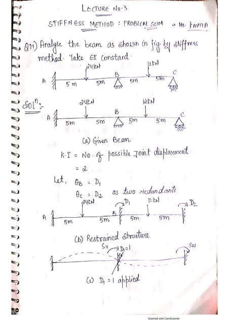 Lecture no.4 stiffness method problem sum | PDF