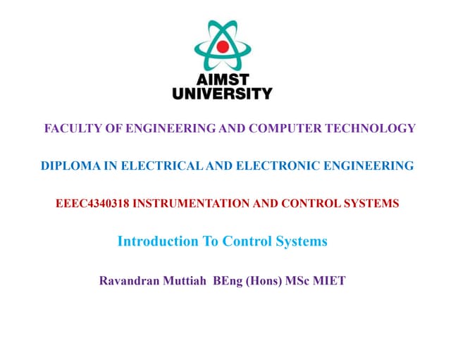 Lecture Notes Eeec4340318 Instrumentation And Control Systems Introduction To Control Systems