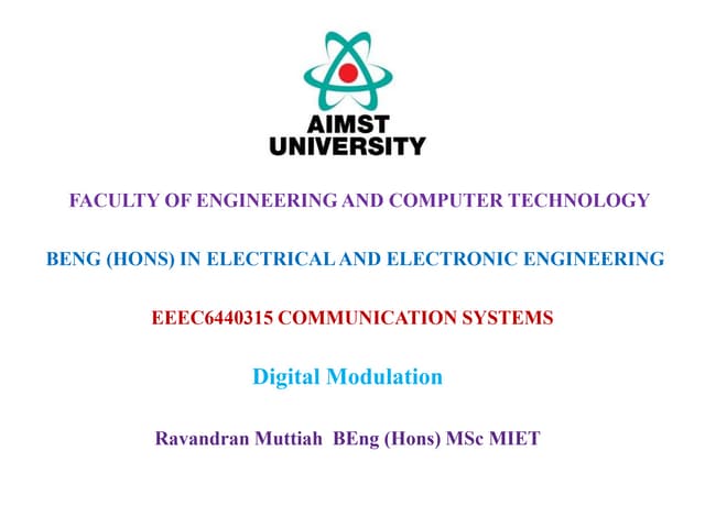 Lecture Notes Eeec6440315 Communication Systems Digital Modulation