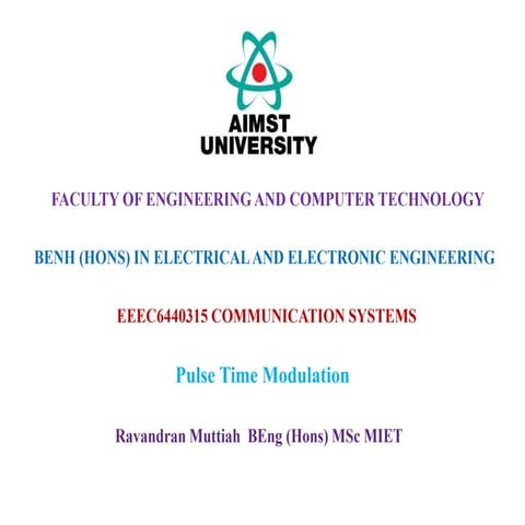 Lecture Notes Eeec6440315 Communication Systems Pulse Time