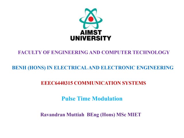 Lecture Notes Eeec6440315 Communication Systems Pulse Time