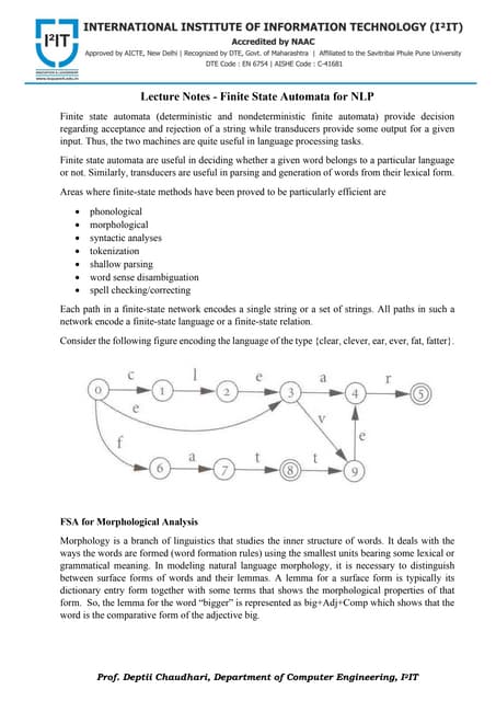 Nlp Kashk Finite State Morphological Parsing Ppt
