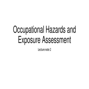 Comprehensive Overview of Occupational Hazards and Exposure Assessment ...