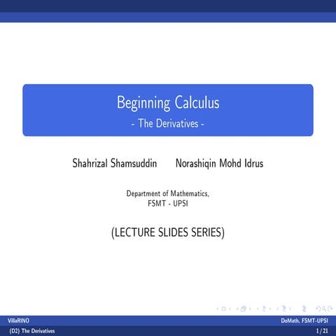 Benginning Calculus Lecture notes 3 - derivatives | PDF